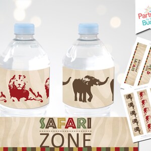 Safari Water Bottle Labels, Jungle Water Bottle Labels, Zoo Water ...