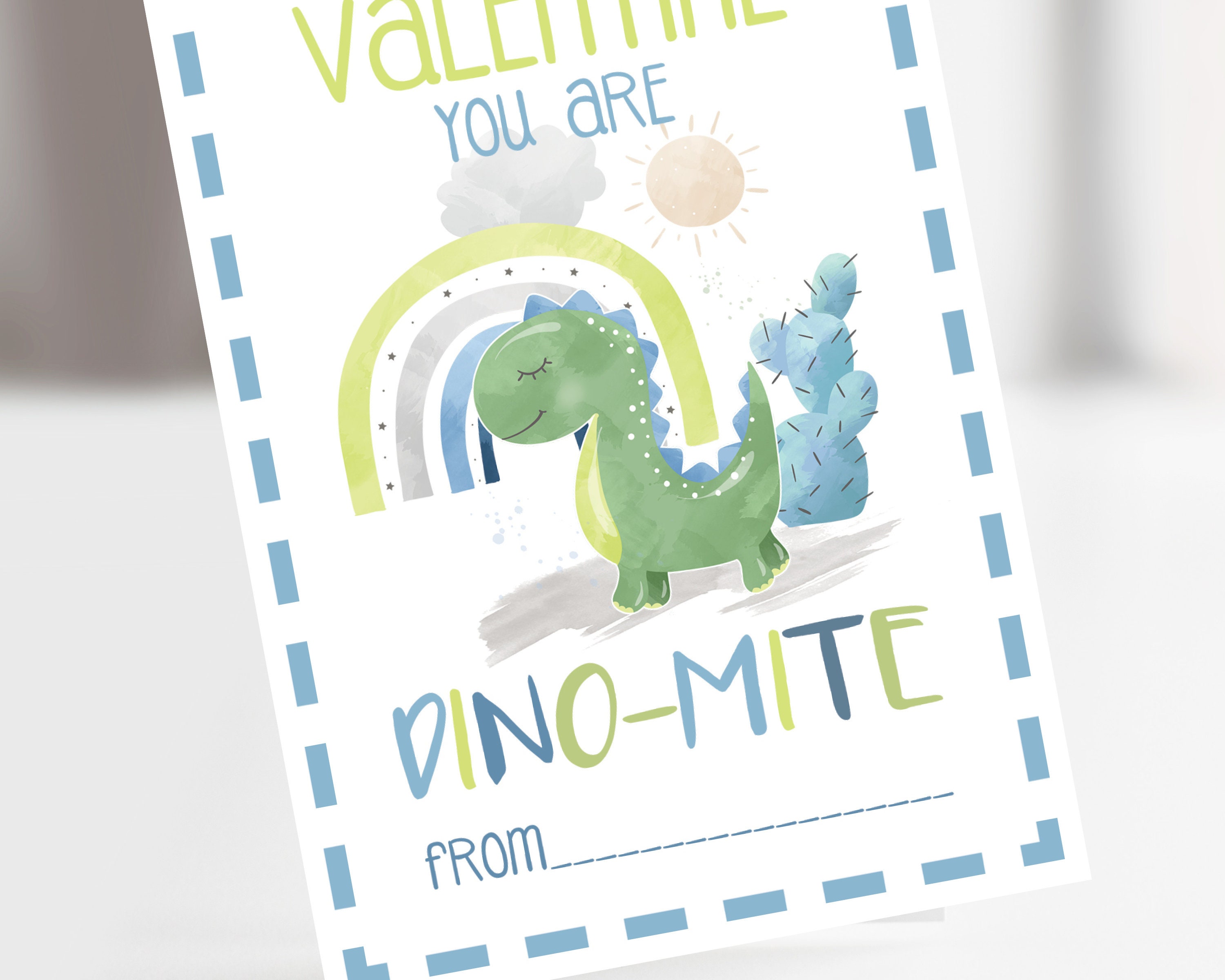 Printable Valentine's Day Gift Tag Dinosaur Valentine | Etsy