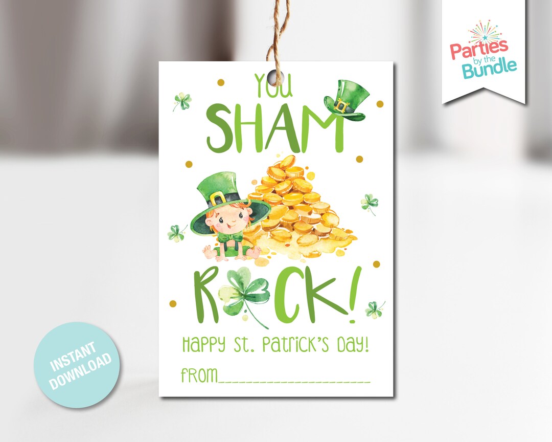 Printable St. Patrick's Day Gift Tag, You Sham Rock Favor Tag ...