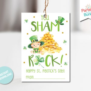 Printable St. Patrick's Day Gift Tag, You Sham Rock Favor Tag ...