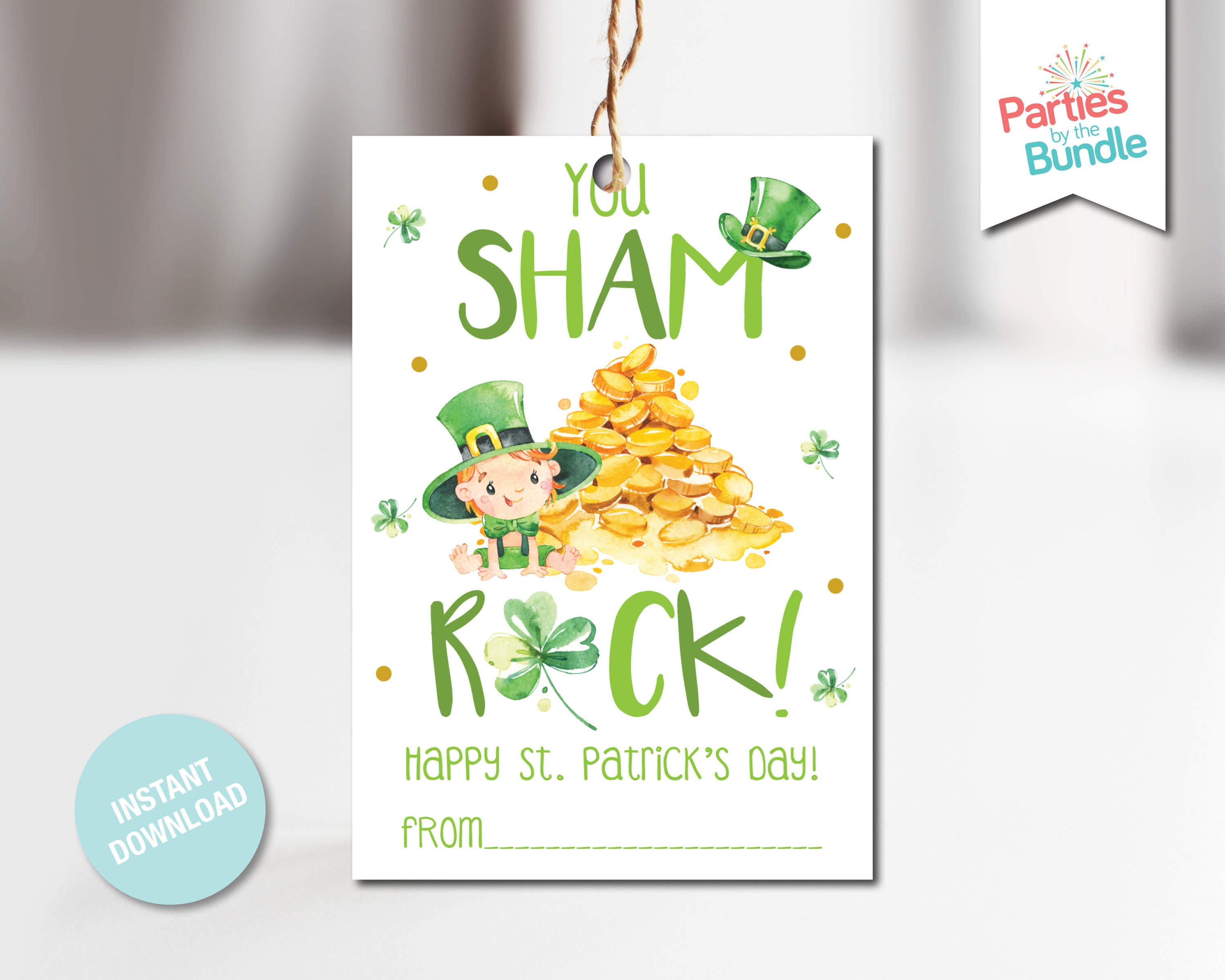 Printable St. Patrick's Day Gift Tag You Sham Rock Favor | Etsy