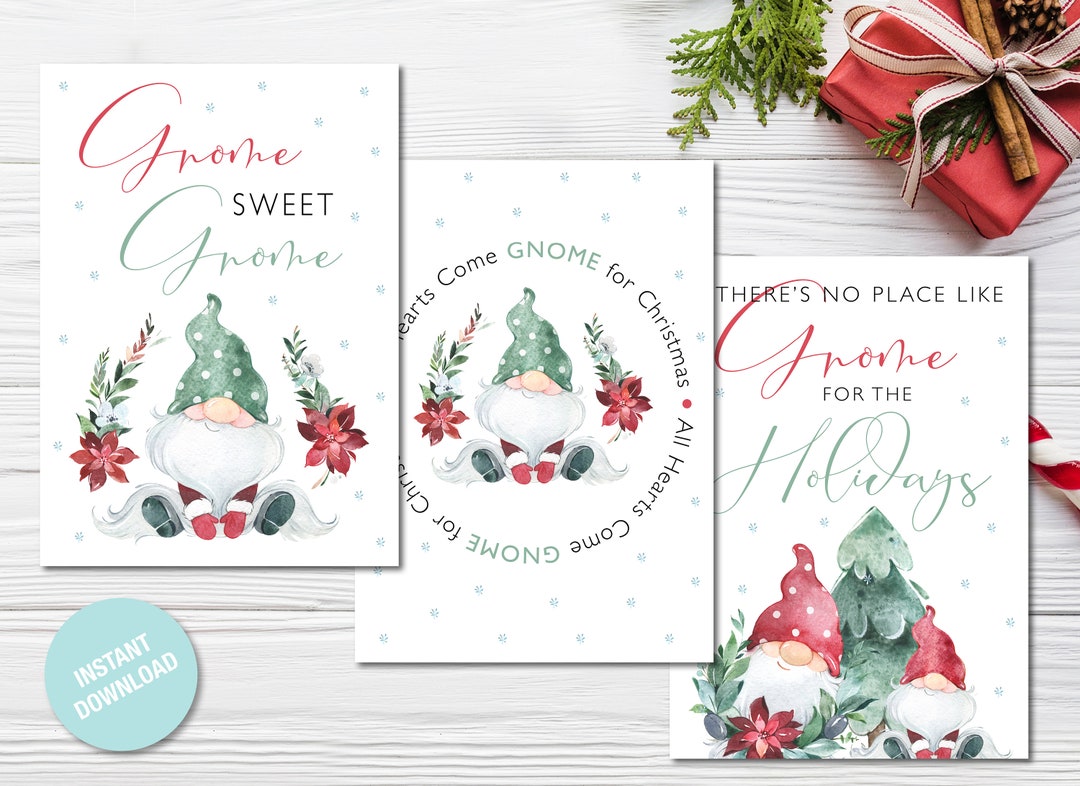 Gnome Christmas Party Posters, Gnome Printables, Gnome Christmas Decor ...