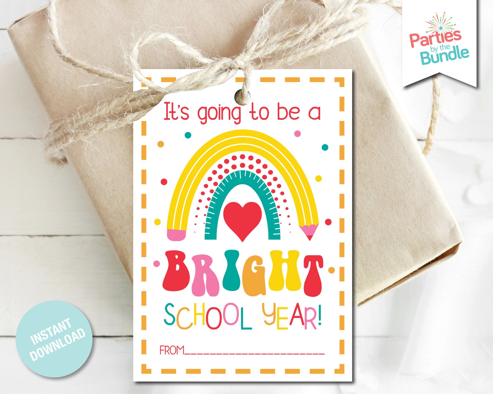 Bright School Year Gift Tag: Printable Back to School Favor (instant ...