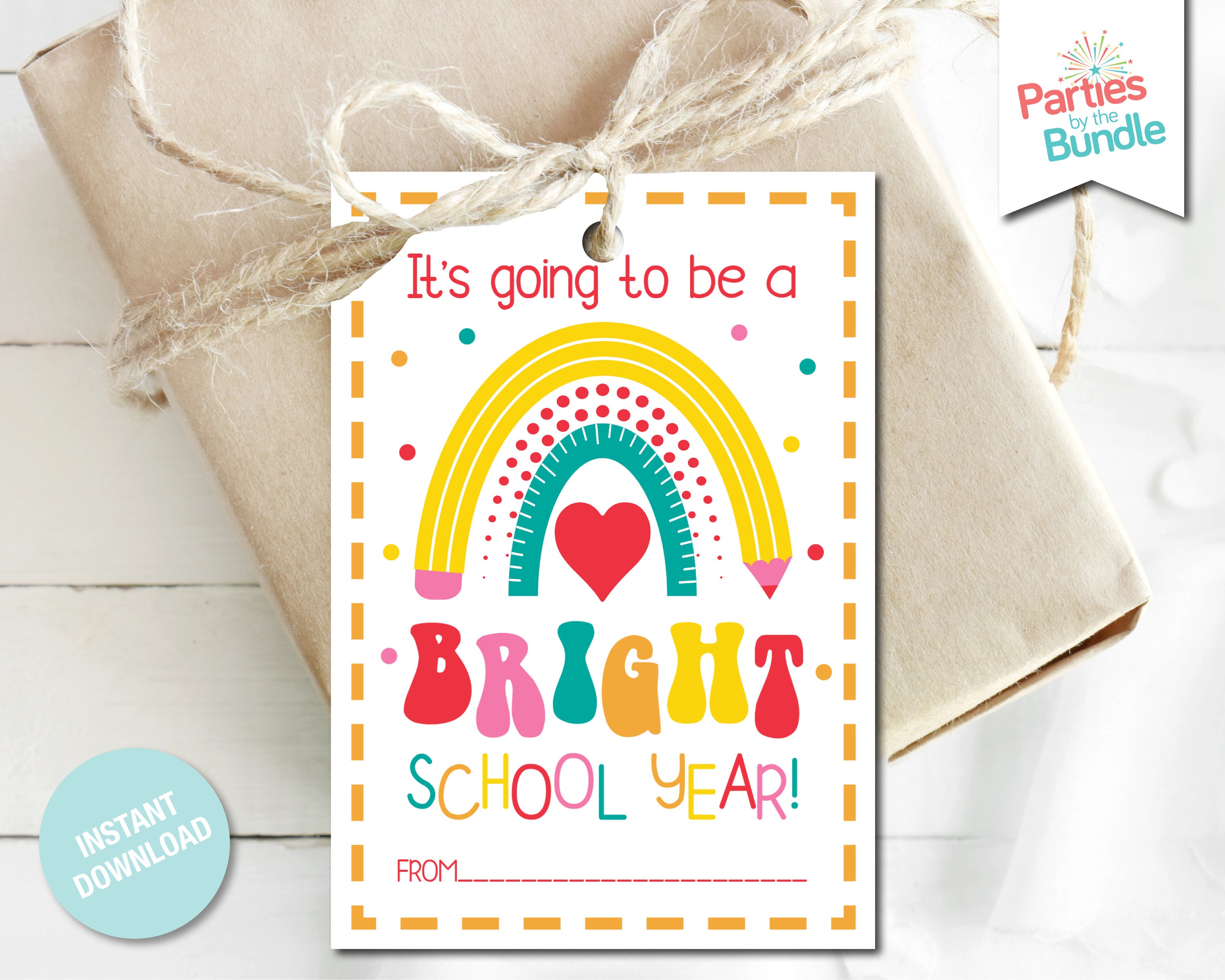 Bright School Year Gift Tag: Printable Back to School Favor (instant ...