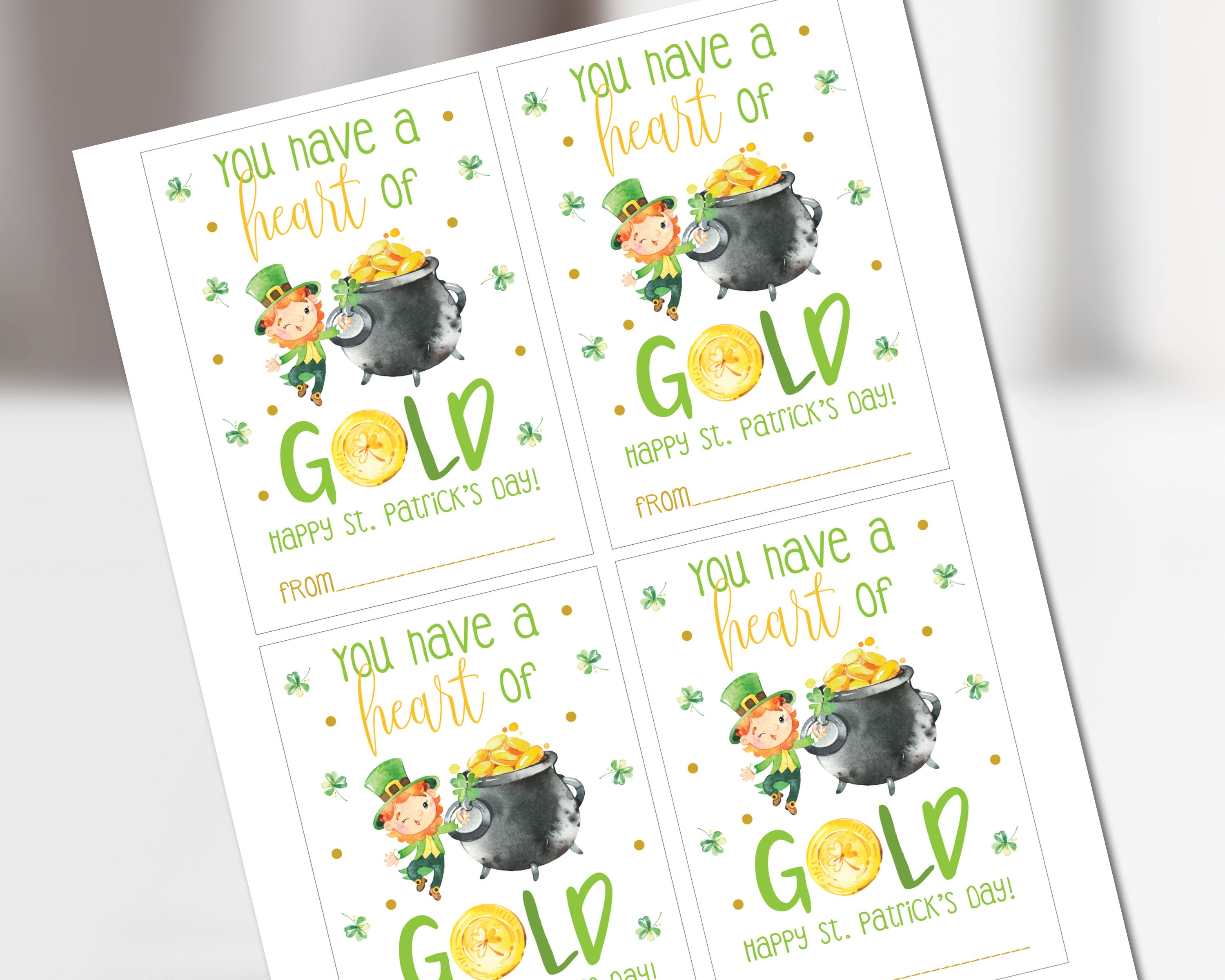 Printable St. Patrick's Day Gift Tag Shamrock Favor Tag - Etsy
