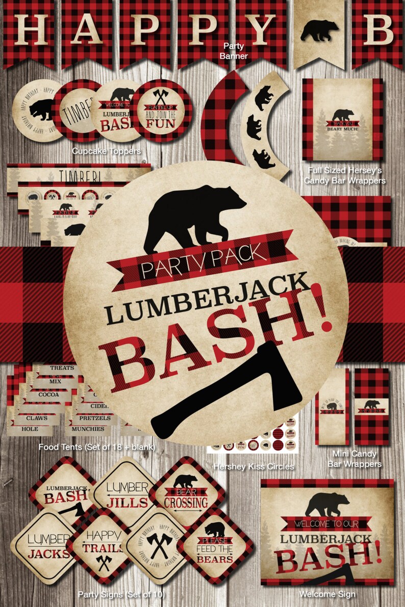 Lumberjack First Birthday Lumberjack Printable Party - Etsy Canada