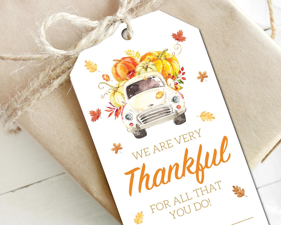 Autumn Printable Gift Tag | Fall Pumpkin Theme | Vintage Car Favor Card ...