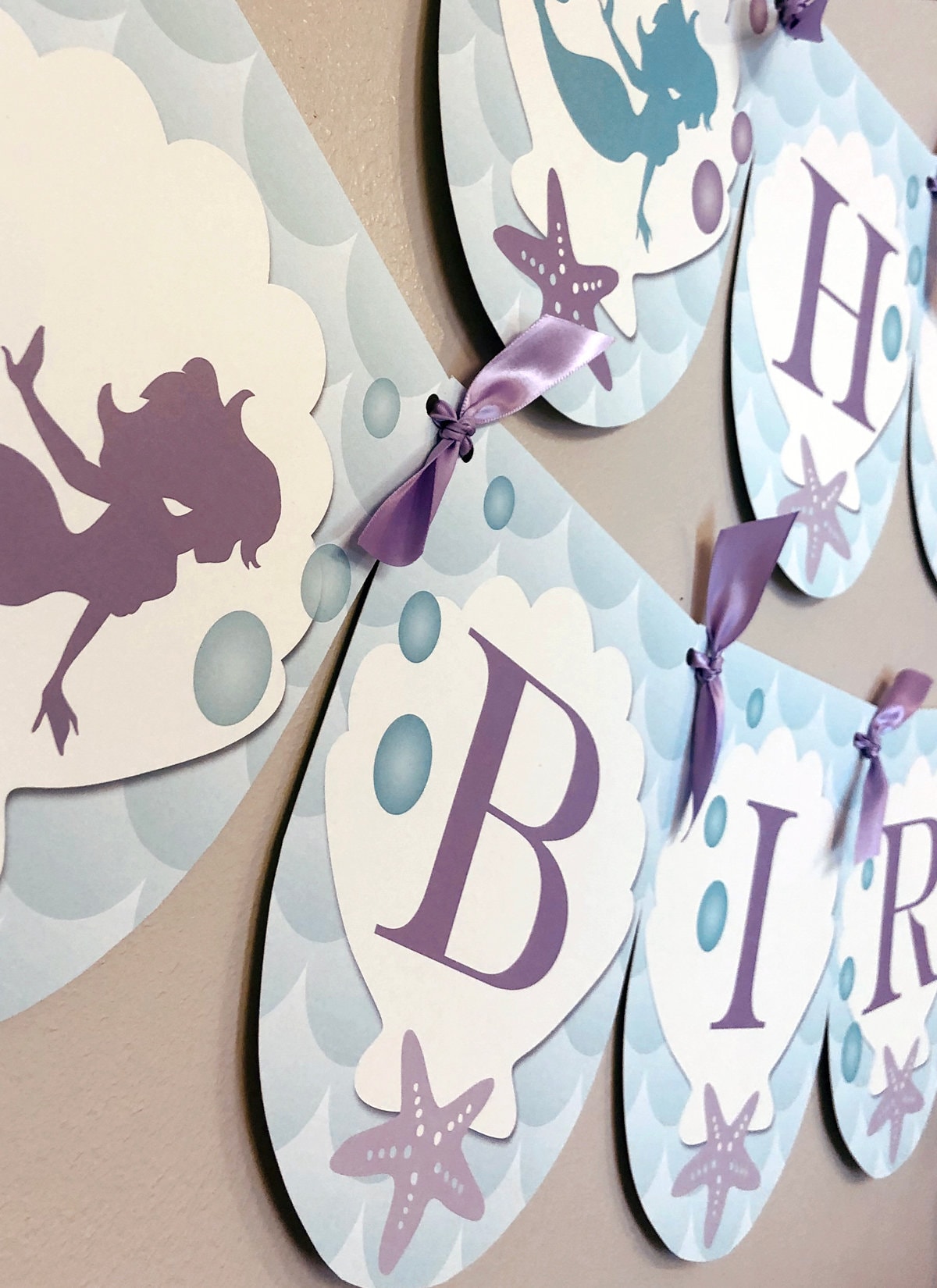 Mermaid Birthday Party Banner, Mermaid Decor, Birthday Bunting ...