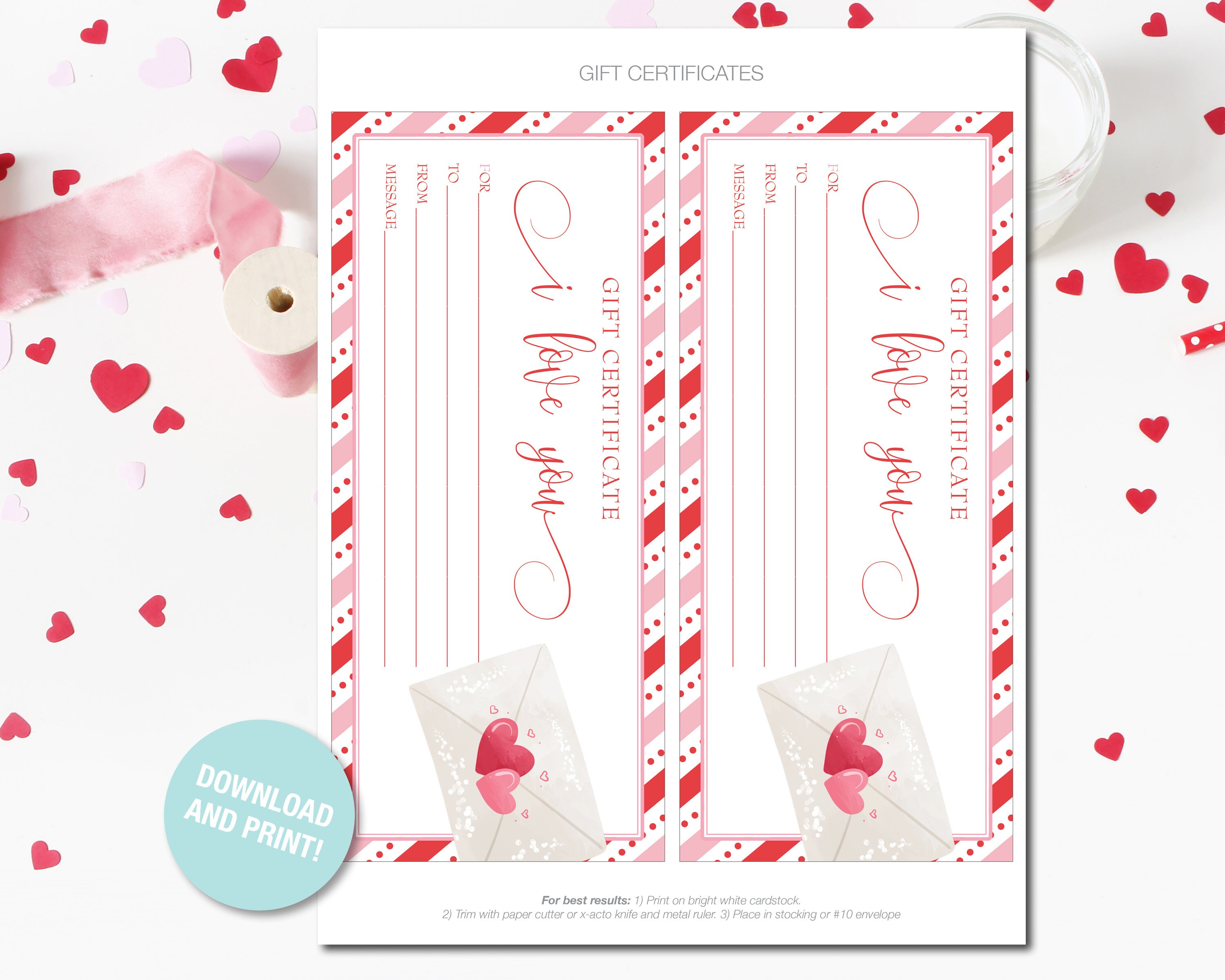 Printable Valentine's Day Gift Certificate Valentines | Etsy