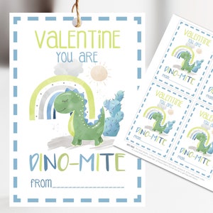 Printable Valentine's Day Gift Tag, Dinosaur Valentine Favor Tag ...