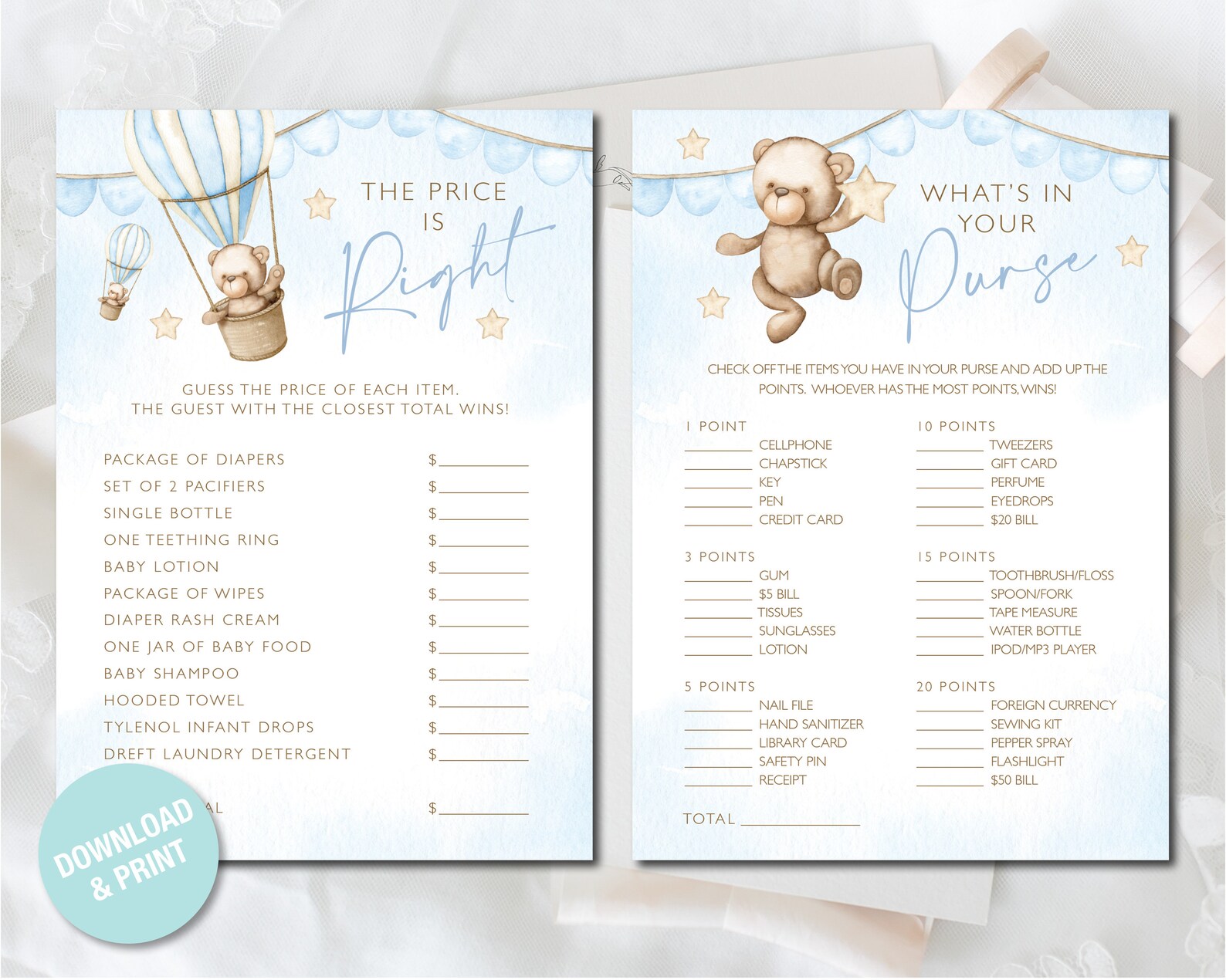 Teddy Bear Baby Shower Games Printable Game Cards Baby | Etsy