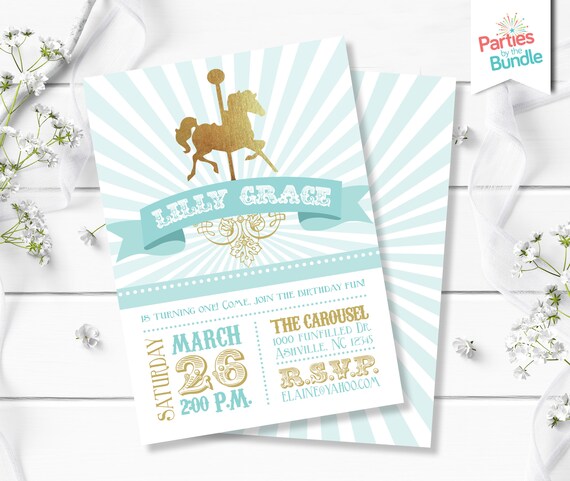 Carousel Birthday Invitation Carousel Birthday Birthday - Etsy