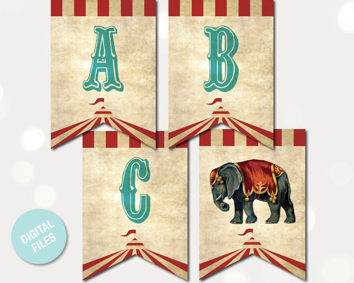 Circus Baby Shower Decorations Party Banner A-Z Vintage - Etsy