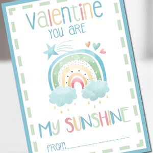 Printable Valentine's Day Gift Tag, Rainbow Favor Tag, Printable ...