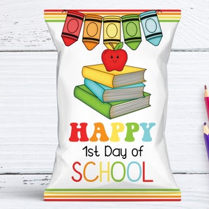 Back to School Party Chip Bags | First Day of School Snack Bag Wrapper ...