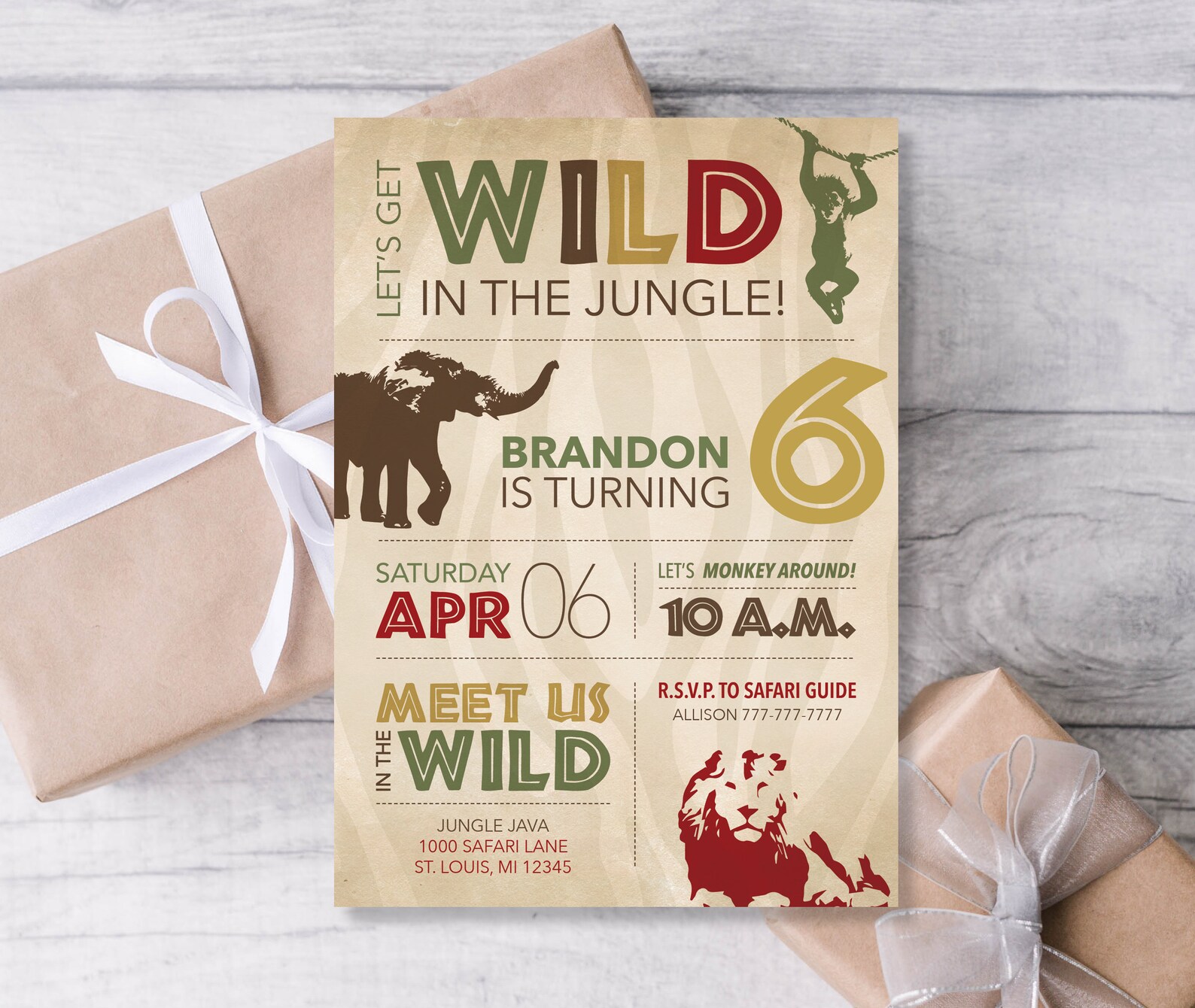 Jungle Safari Invitation, Jungle Invite, Wild Birthday Invitation ...