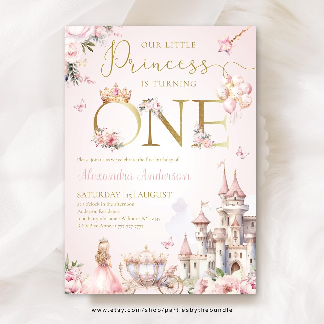 EDITABLE Princess First Birthday Invitation: Fairytale Theme (corjl ...