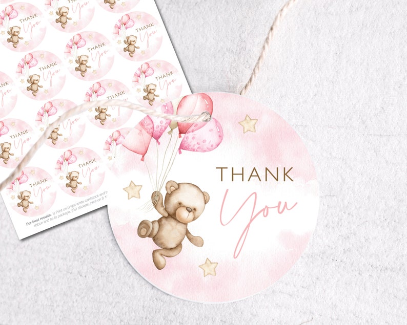 Teddy Bear Circle Gift Tags, Printable Tags, 2 Inch Circle Favor Tags ...