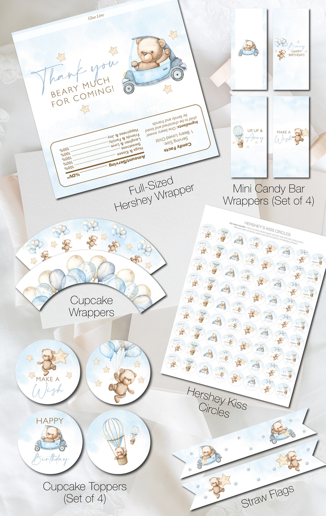 Teddy Bear Printable Birthday Party Bundle Party Pack Kit | Etsy