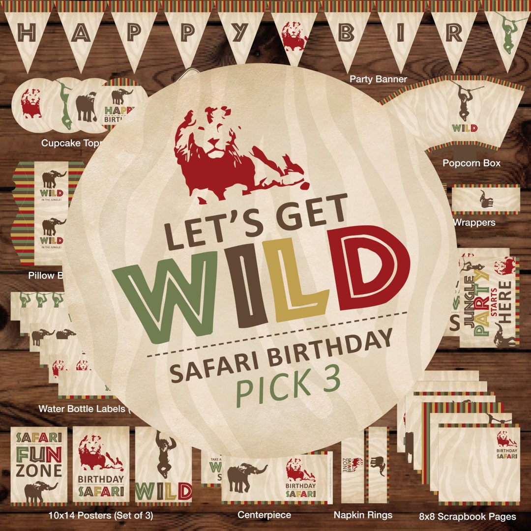 Safari Printable Party Package Jungle Safari Party Decorations Boy ...