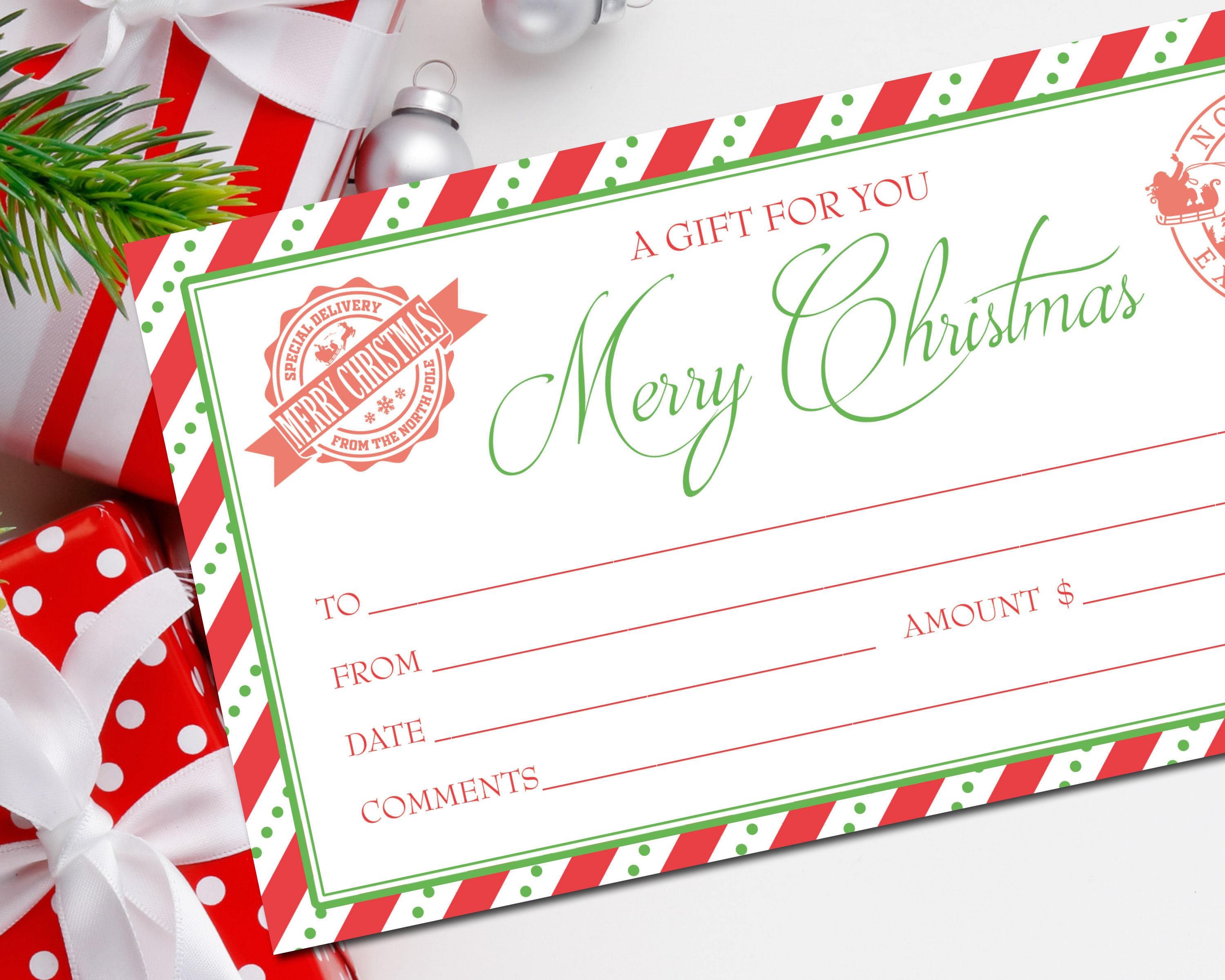 Printable Christmas Gift Certificate, Elf Gift Voucher, Gift Card ...