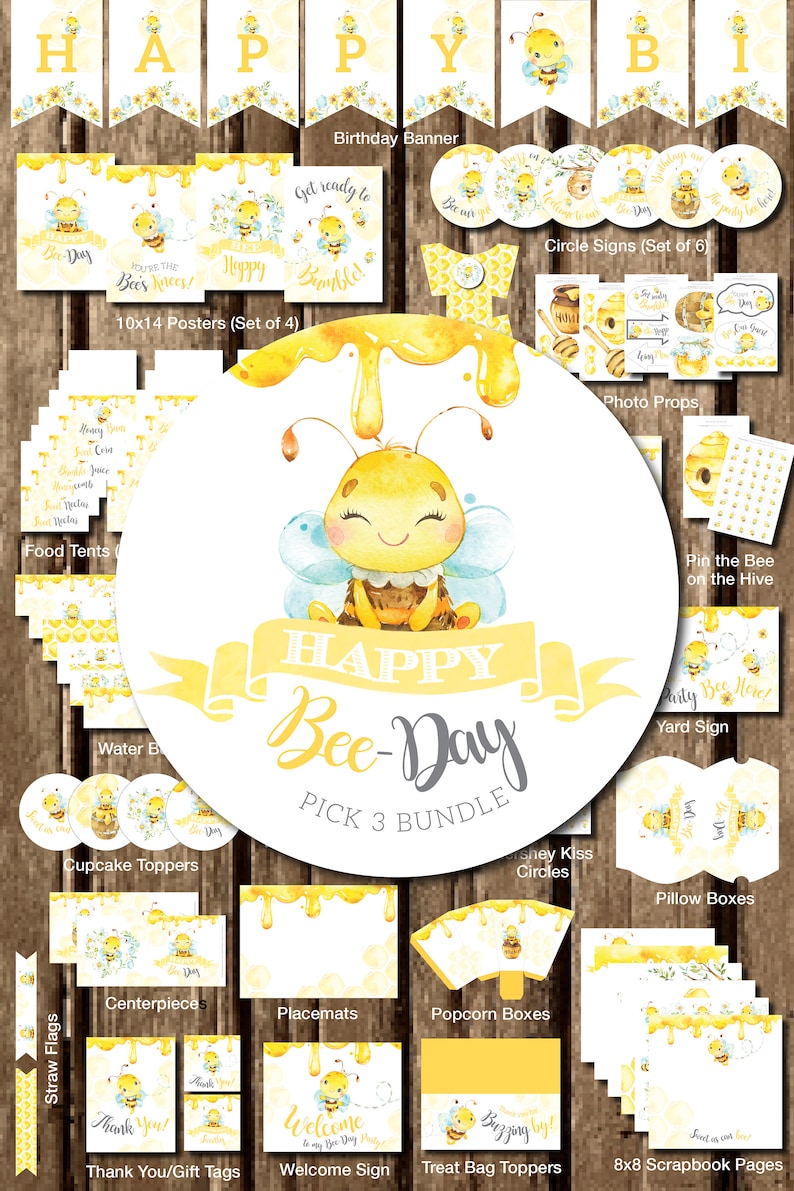 Bee Birthday Party Bundle Bee Day Party Kit Bee Day 1st Printable ...