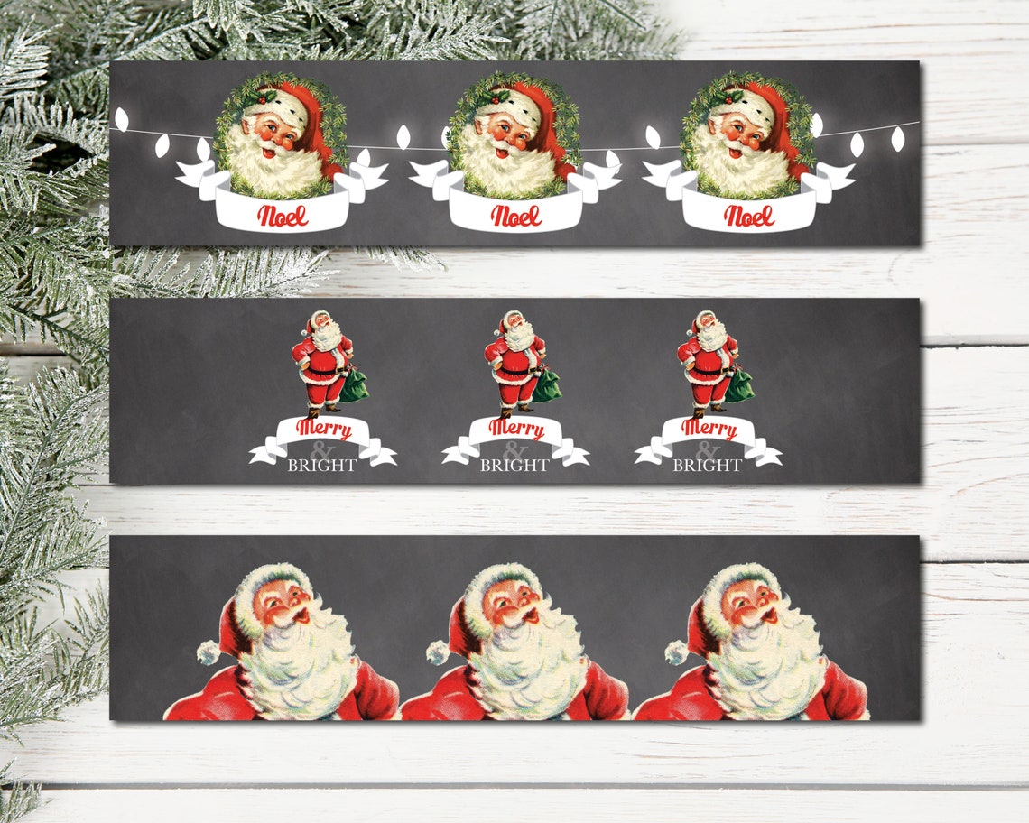 Water Bottle Labels | Christmas Water Labels, Santa Bottle Labels ...