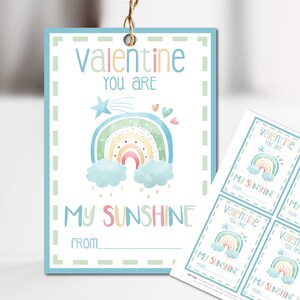 Printable Valentine's Day Gift Tag, Rainbow Favor Tag, Printable ...