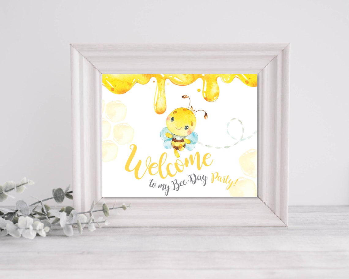 Bee Day Party Welcome Sign Bee Birthday Party Sign Bee - Etsy