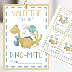 Printable Valentine's Day Gift Tag, Dinosaur Valentine Favor Tag ...