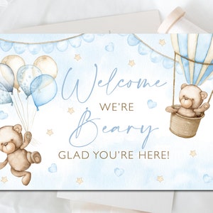 Teddy Bear Birthday Yard Sign, Blue Teddy Bear Party Decorations ...