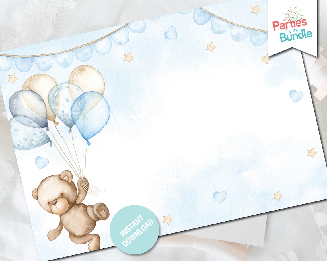 Teddy Bear Place Mat Blue Teddy Bear Party Decorations | Etsy