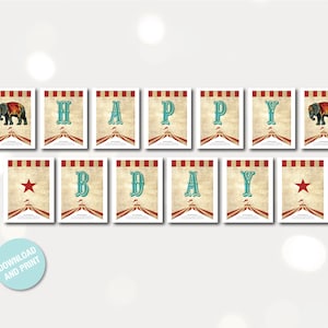 Circus Birthday Party Printables, Party Banner, Birthday Bunting, Party ...