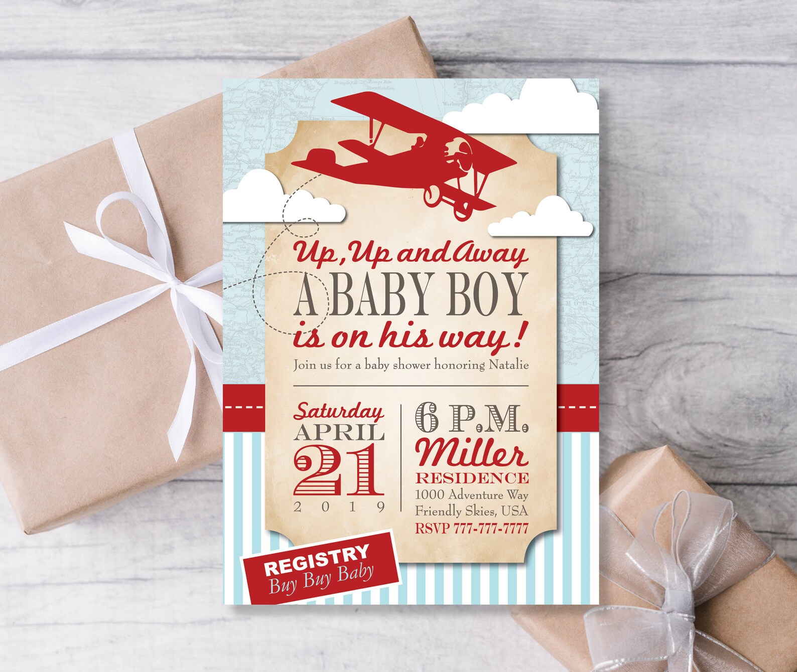 Airplane Baby Shower Invitation Vintage Airplane Invite - Etsy