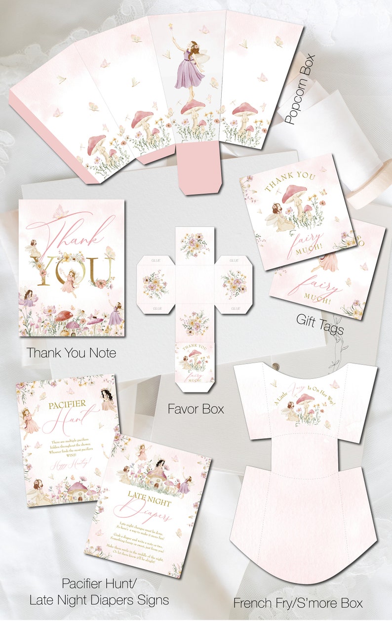 Fairy Printable Baby Shower Bundle Party Pack Kit Garden Fairy - Etsy