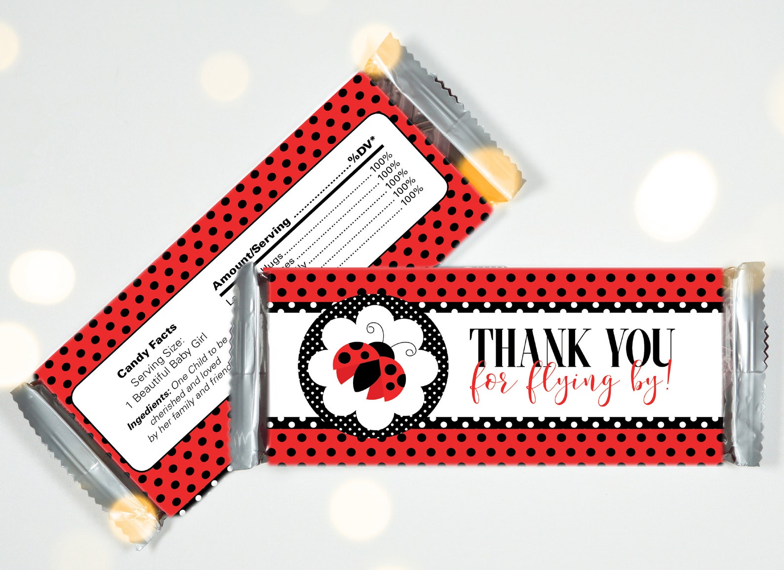 Ladybug Candy Bar Wrapper Baby Shower Printable Chocolate Bar Wrapper ...