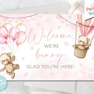 Teddy Bear Baby Shower Yard Sign, Pink Teddy Bear Party Decorations ...