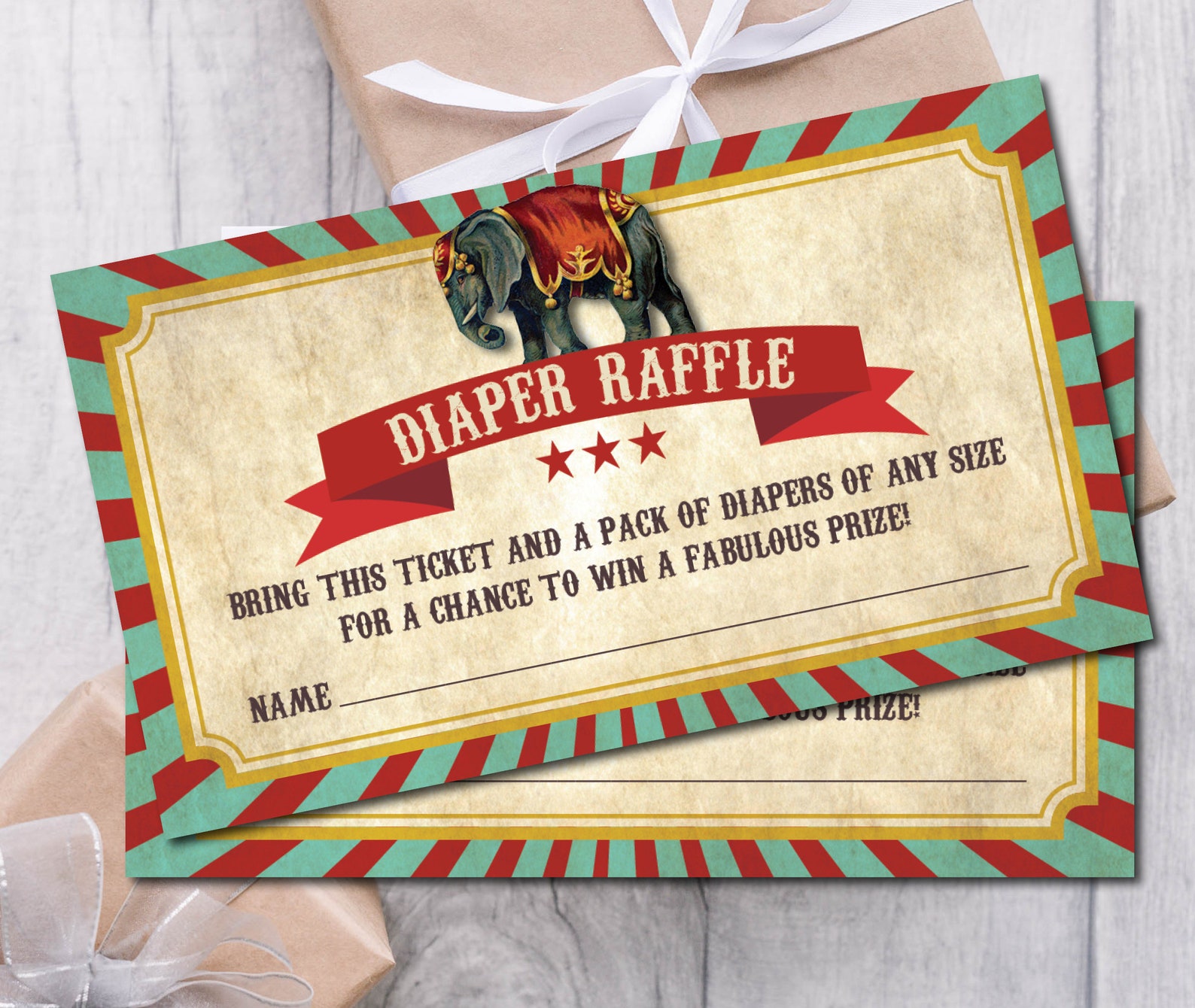Diaper Raffle Ticket Circus Baby Shower Printable Diaper - Etsy