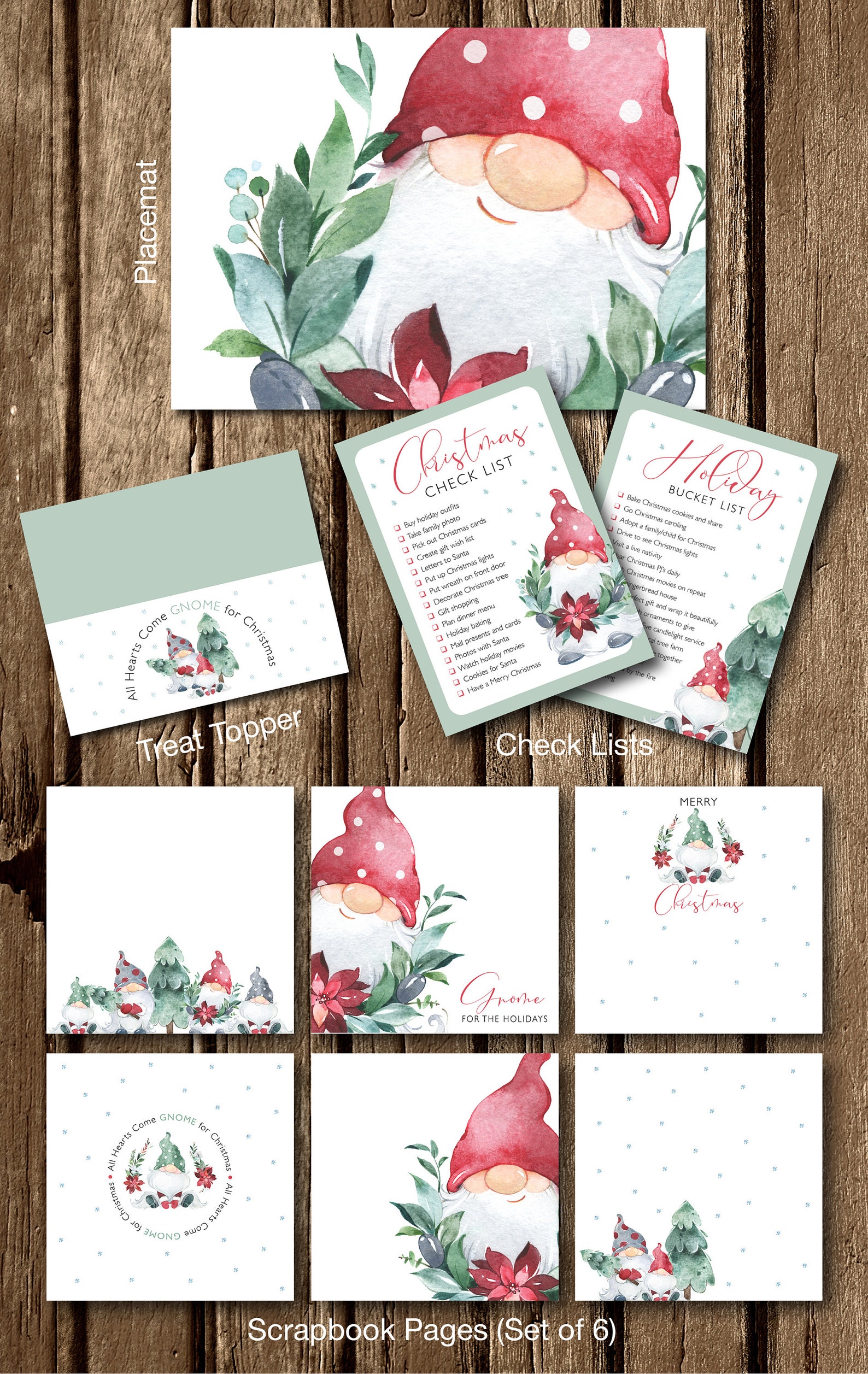 Gnome Decoration Kit Gnomes Christmas Printable Party Bundle | Etsy