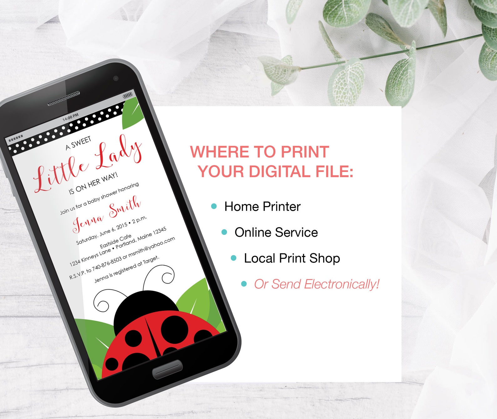 Ladybug Baby Shower Invitation, Lady Bug Invite, Red Black Polka Dot ...