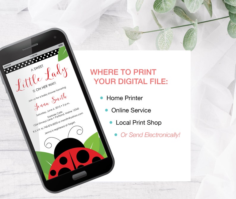 Ladybug Baby Shower Invitation Lady Bug Invite Red Black - Etsy