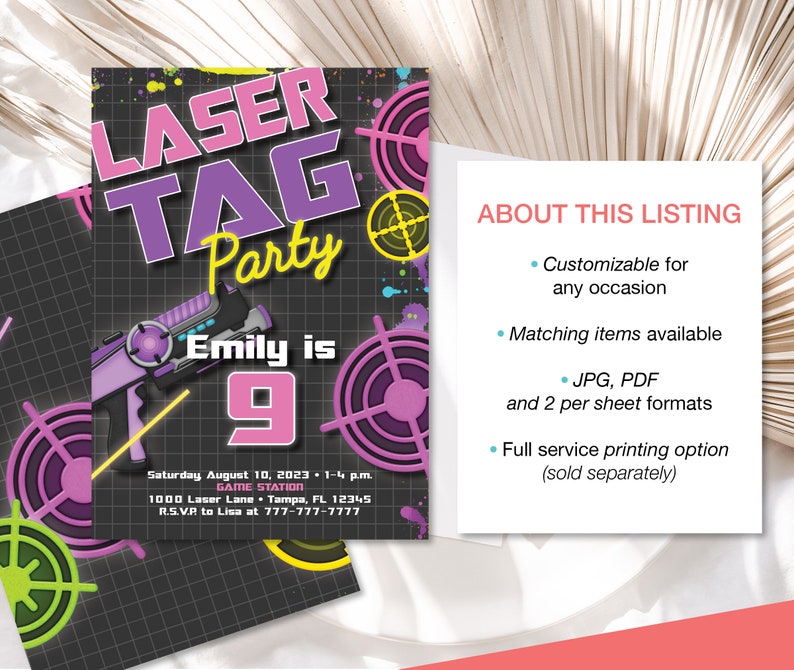 Laser Tag Birthday Invitation Neon Glow Laser Tag Party Invite - Etsy