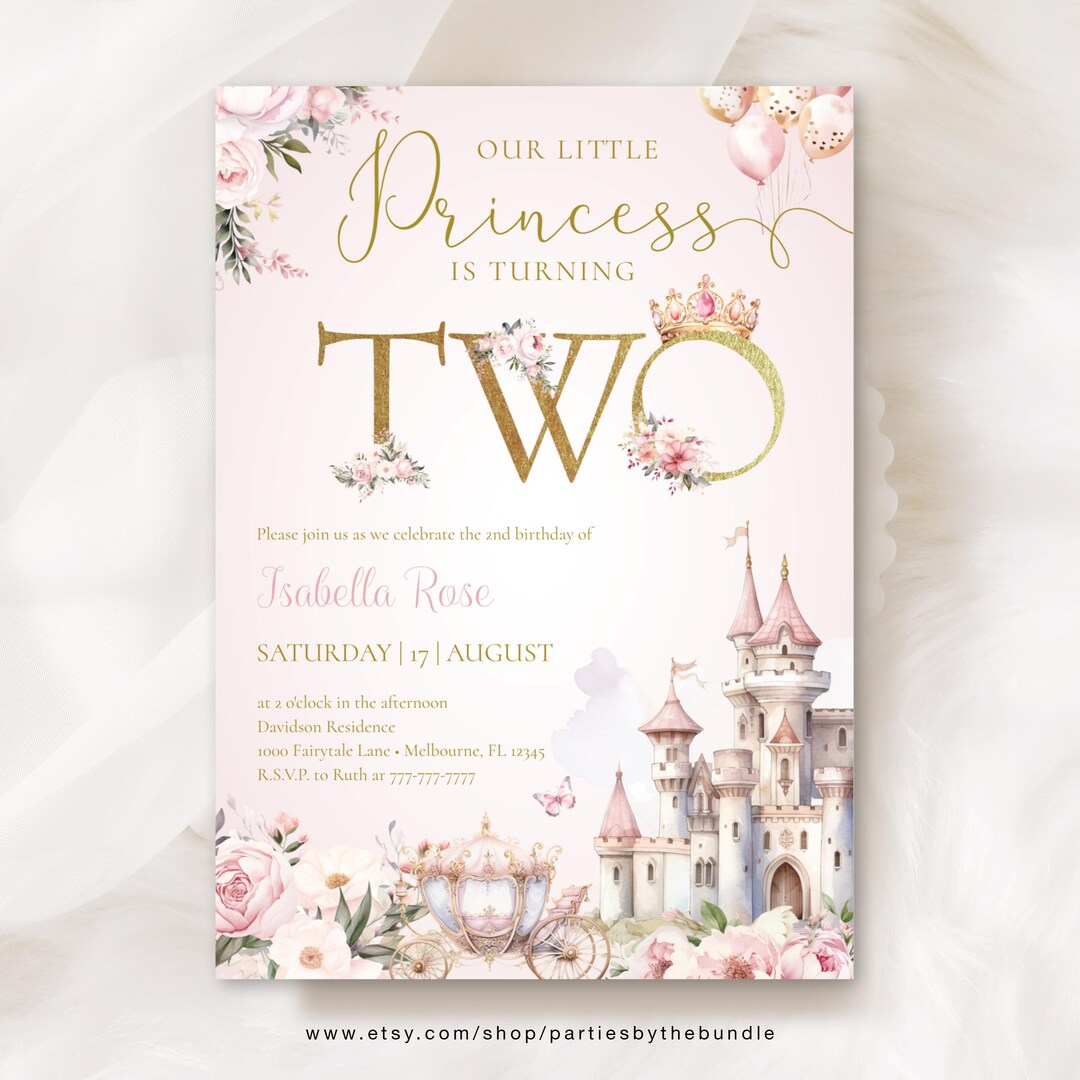 EDITABLE Princess 2nd Birthday Invitation | Fairytale Birthday Party ...