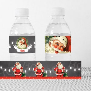 Water Bottle Labels | Christmas Water Labels, Santa Bottle Labels ...