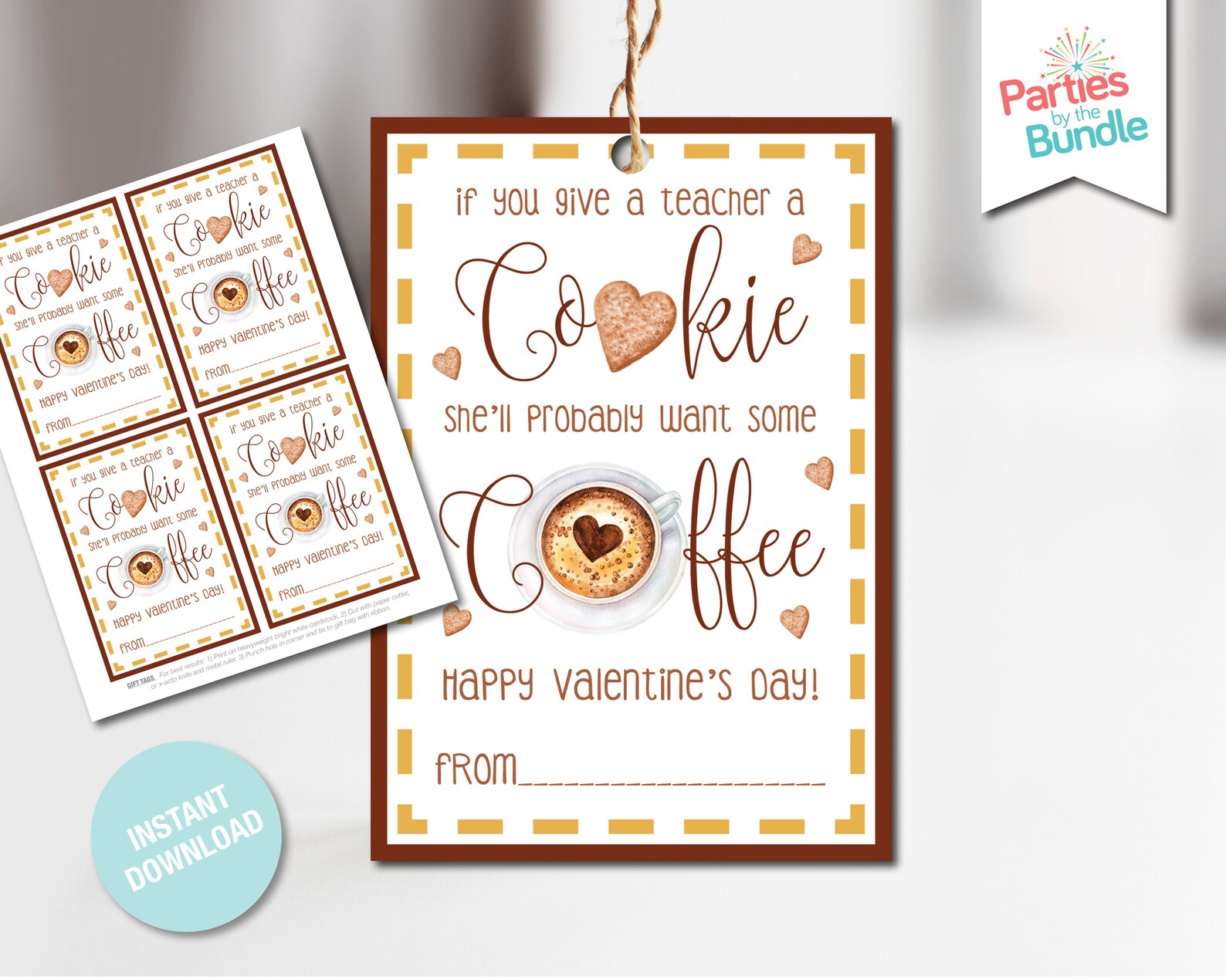 Printable Valentine's Day Gift Tag, If You Give Your Teacher Coffee ...