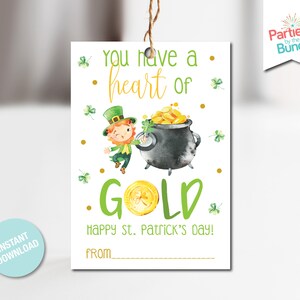 Printable St. Patrick's Day Gift Tag, Shamrock Favor Tag, Printable ...