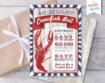 Clam Bake Invitation, Crab Bake, Lobster Boil, New England Clam Bake ...
