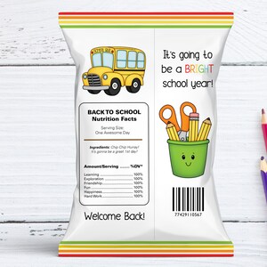 Back to School Party Chip Bags | First Day of School Snack Bag Wrapper ...