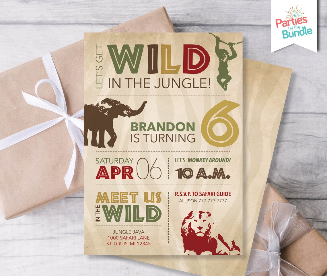 Jungle Safari Invitation Jungle Invite Wild Birthday | Etsy