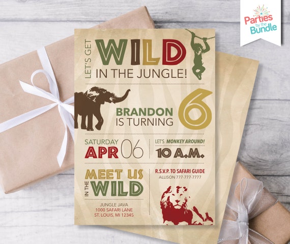 Jungle Safari Invitation Jungle Invite Wild Birthday | Etsy